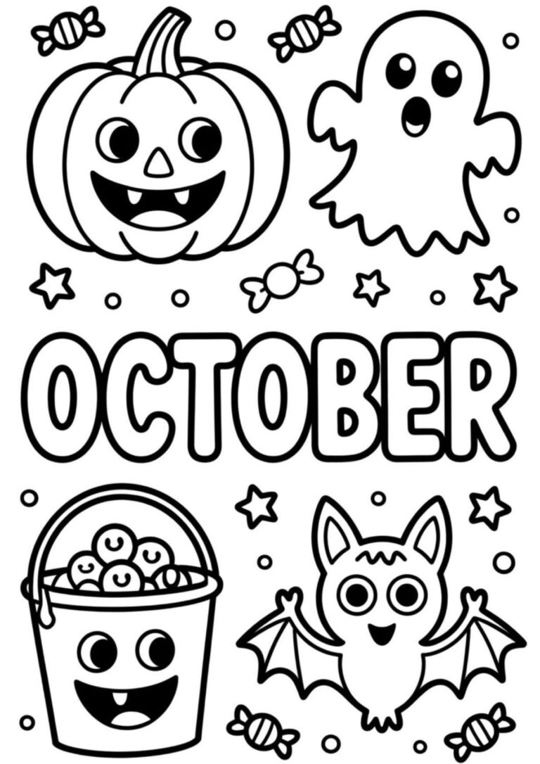 50 October Coloring Pages | Fun Fall & Halloween Printables