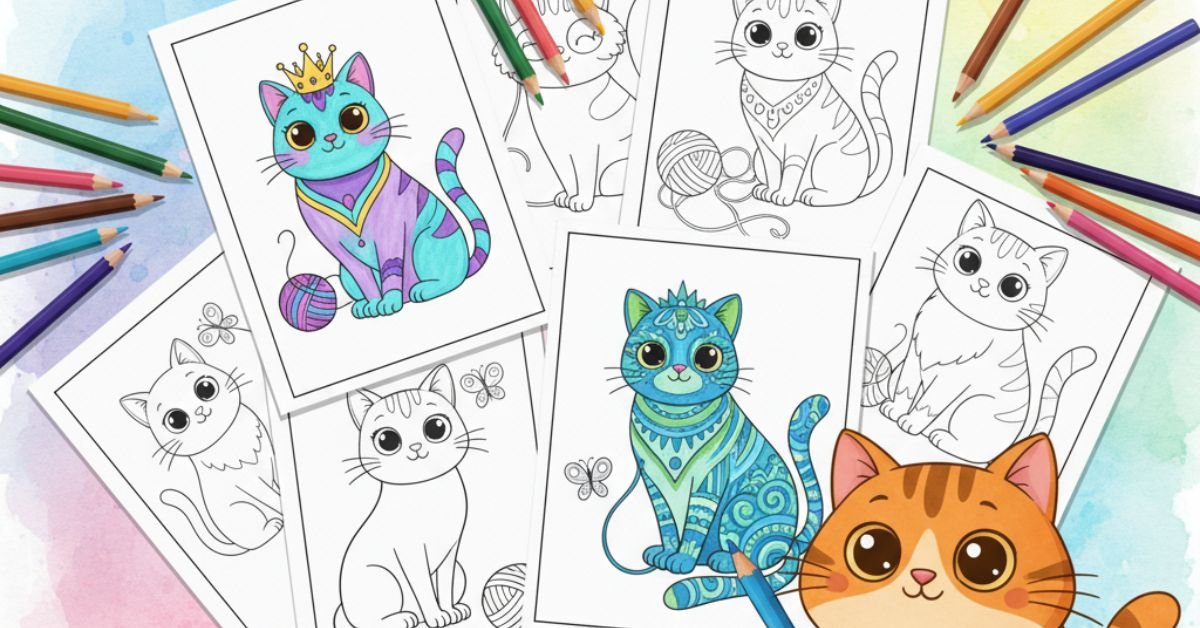 20 Cat Coloring Page Free Printable Sheets for Kids and Adults