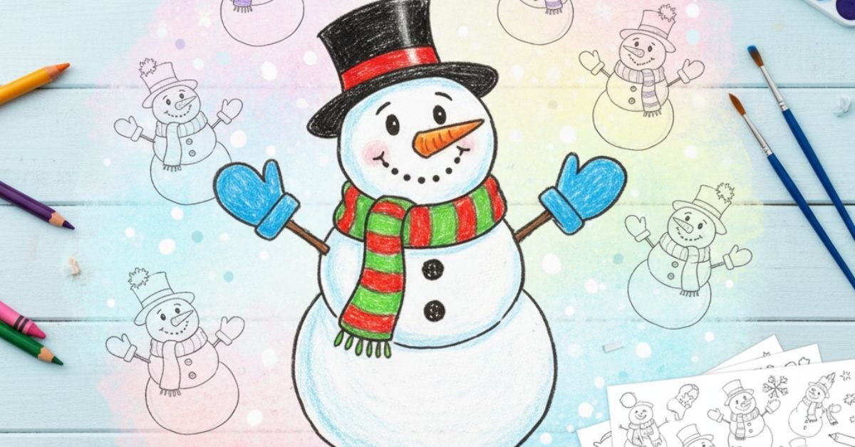 6 Step Snowman Drawing Easy and Fun Winter Art Ideas