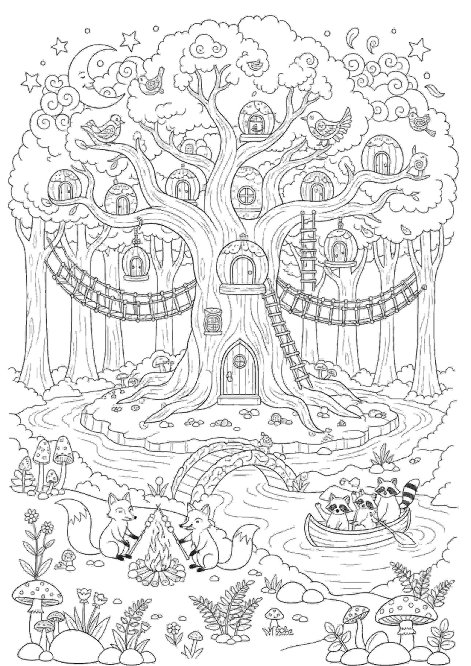 20 Free Printable Forest Coloring Pages for Kids and Adults
