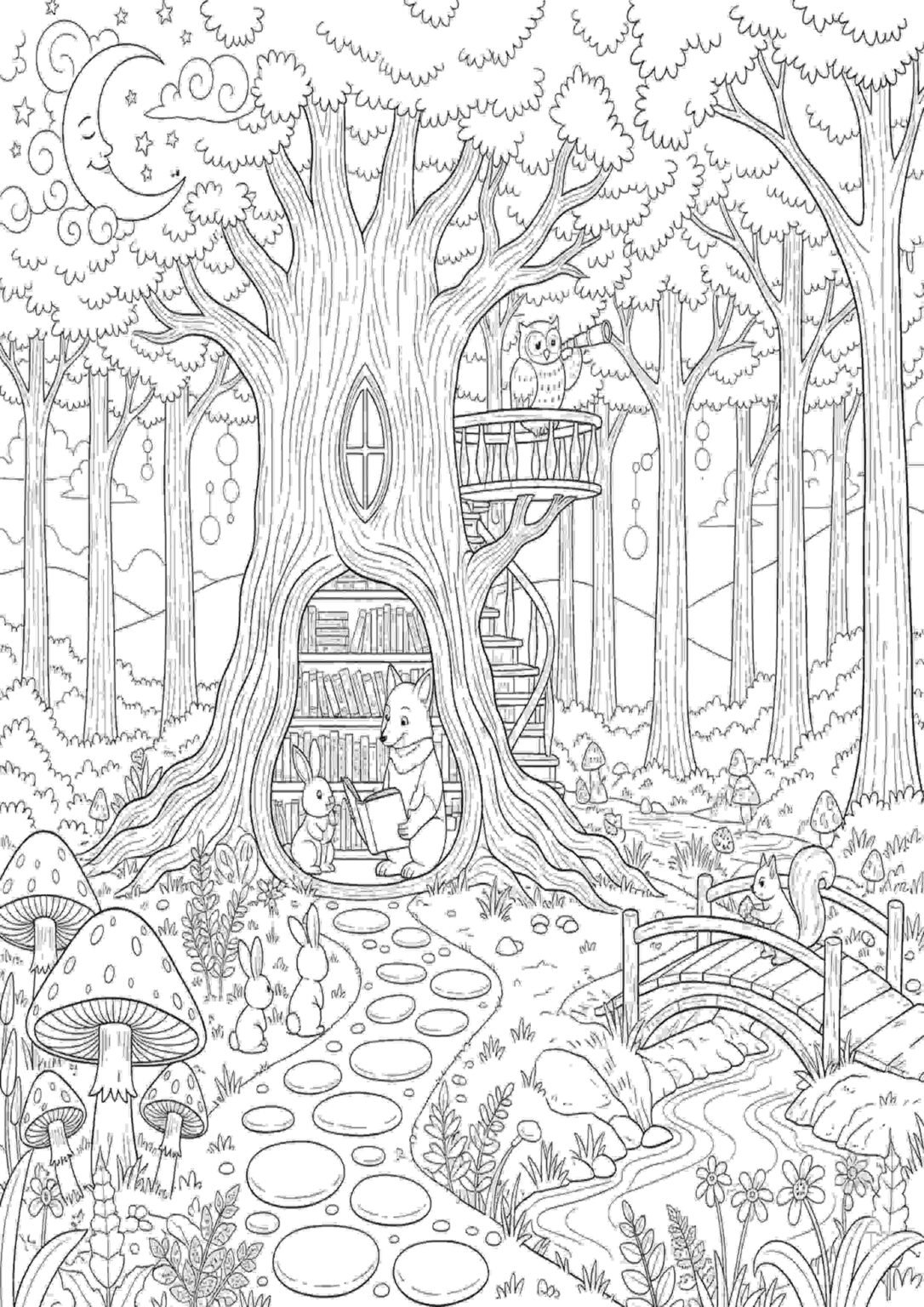 20 Free Printable Forest Coloring Pages for Kids and Adults