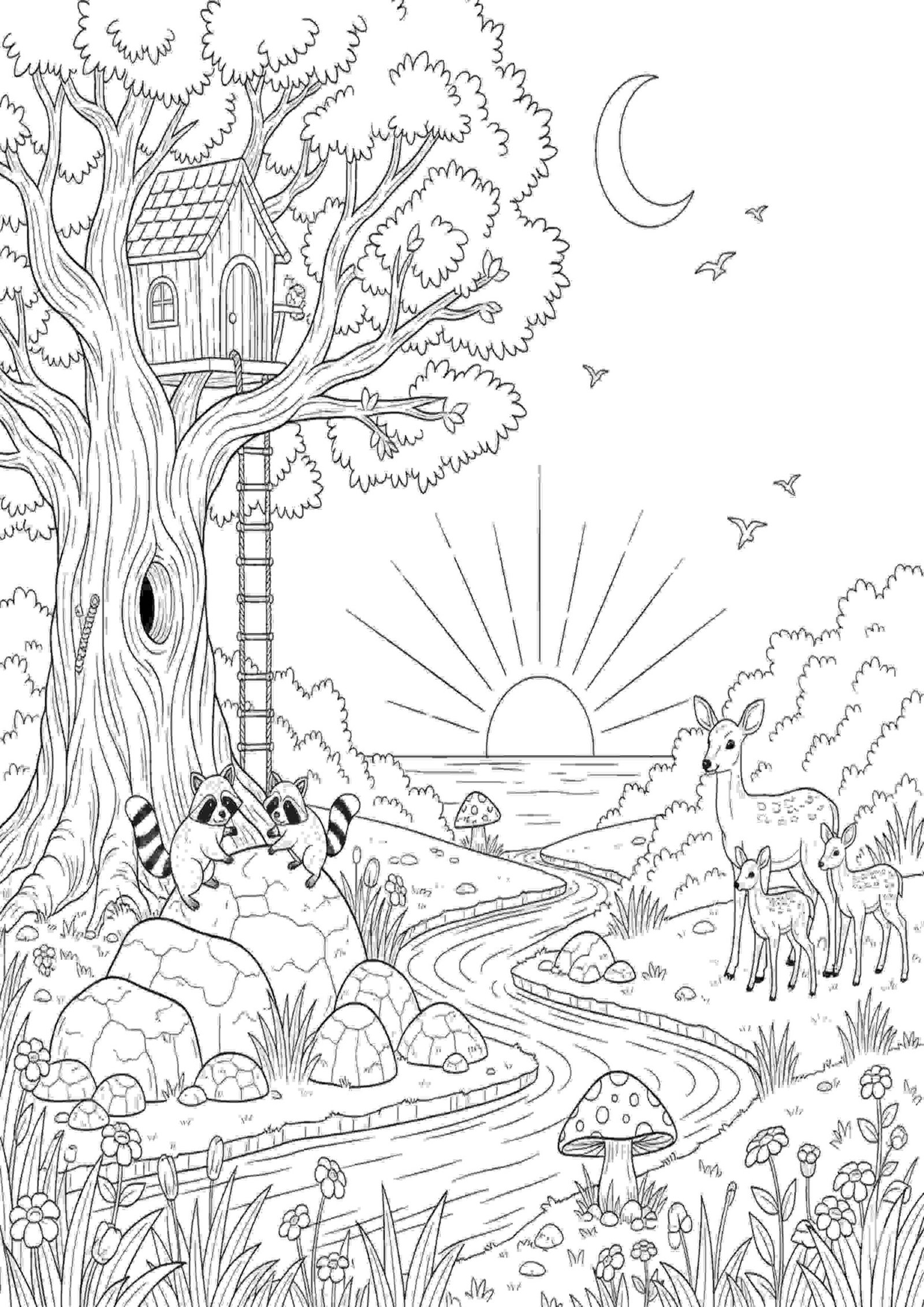 20 Free Printable Forest Coloring Pages for Kids and Adults