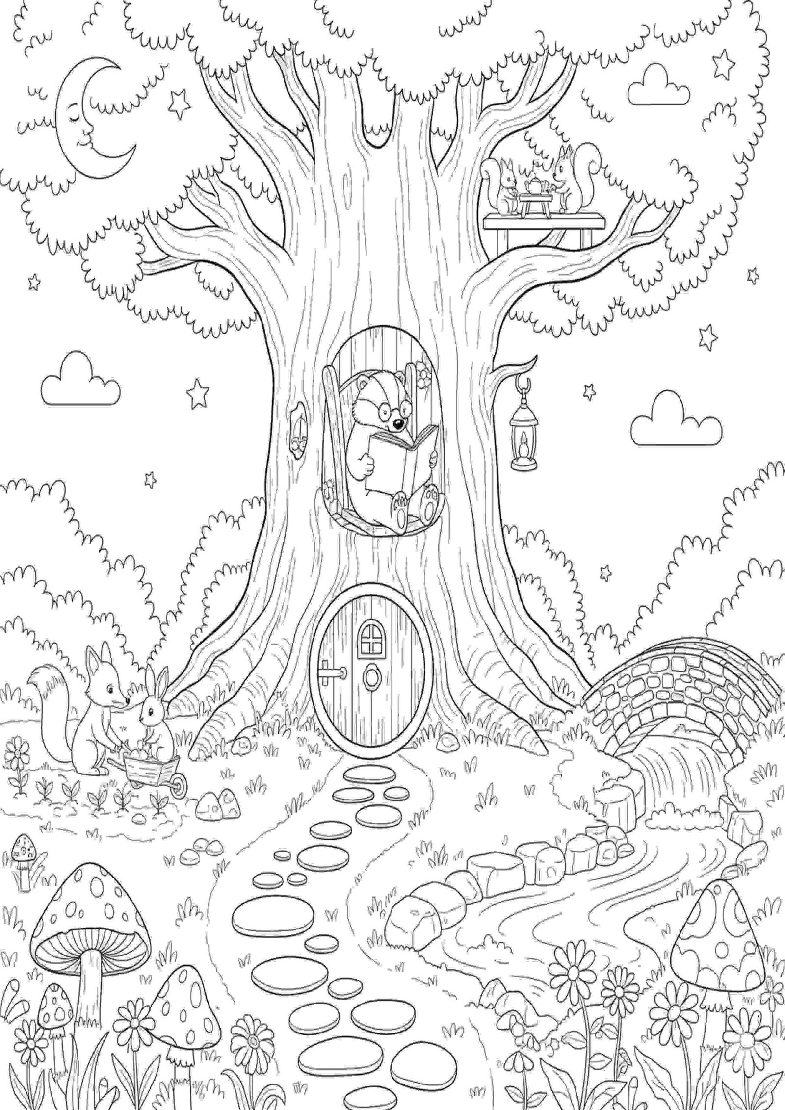 20 Free Printable Forest Coloring Pages for Kids and Adults
