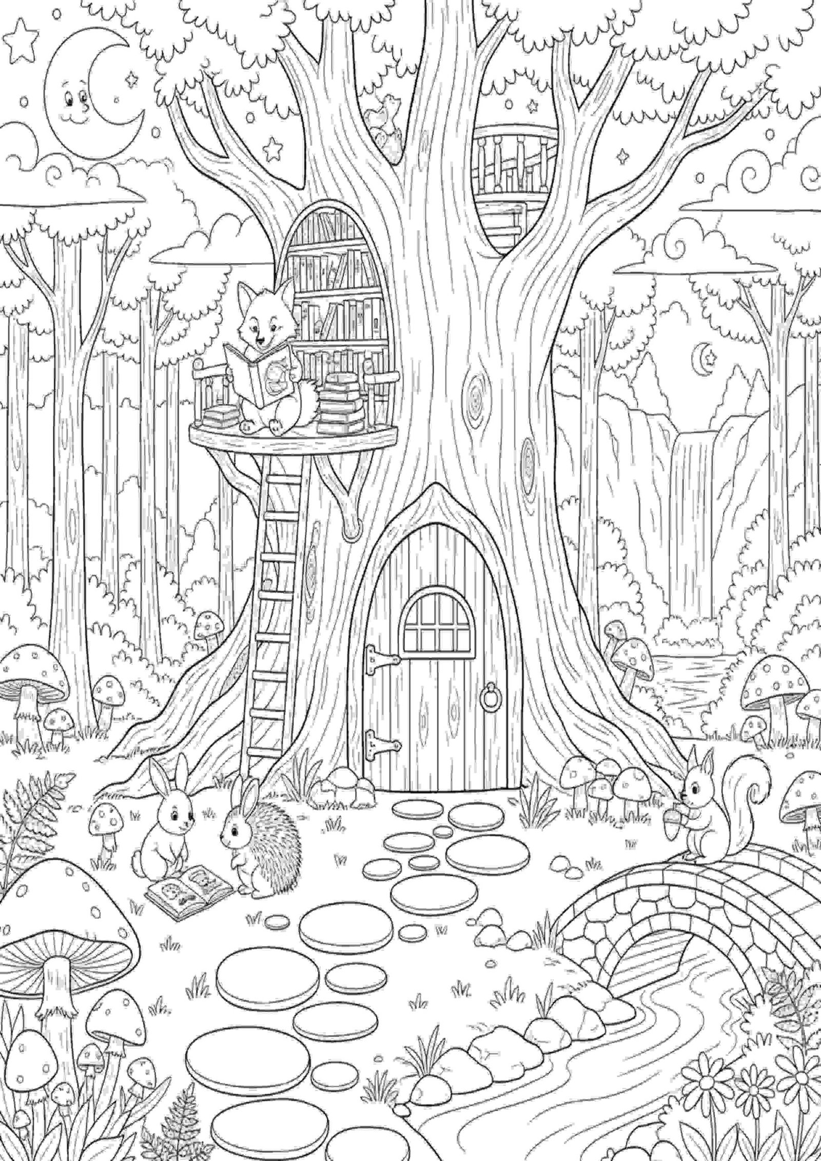 20 Free Printable Forest Coloring Pages for Kids and Adults